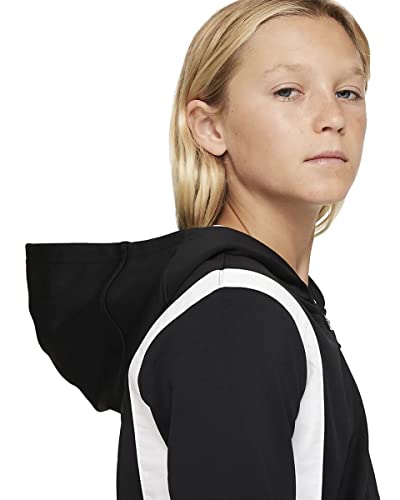 Nike Boy's Elite Full Zip Hoodie (Little Kids/Big Kids) Black/Black/White/White LG (14-16 Big Kid)