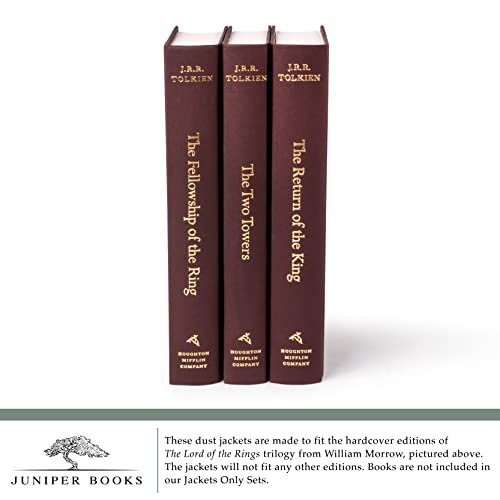 Juniper Books Lord of The Rings DUST Jackets ONLY in Black | Custom Designed Dust Jackets for Your 3-Volume Hardcover LOTR Book Set Published by Houghton Mifflin Harcourt | Books NOT Included