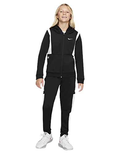 Nike Boy's Elite Full Zip Hoodie (Little Kids/Big Kids) Black/Black/White/White LG (14-16 Big Kid)