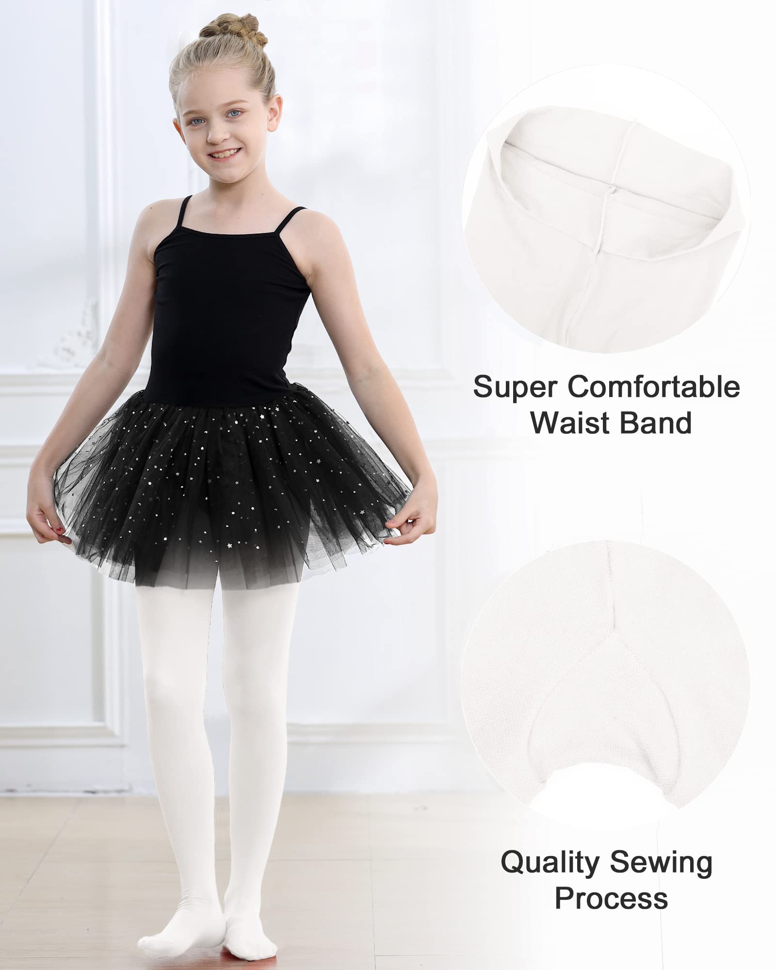 Stelle Girls Ballet Dance Students School Footed Tight (Toddler/Little Kid/Big Kid)(BP+WT+BK,6-8 Years)