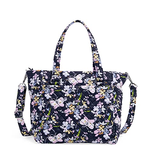 Vera Bradley Women's Cotton Multi-Strap Shoulder Satchel Purse, Bloom Boom Navy - Recycled Cotton, One Size
