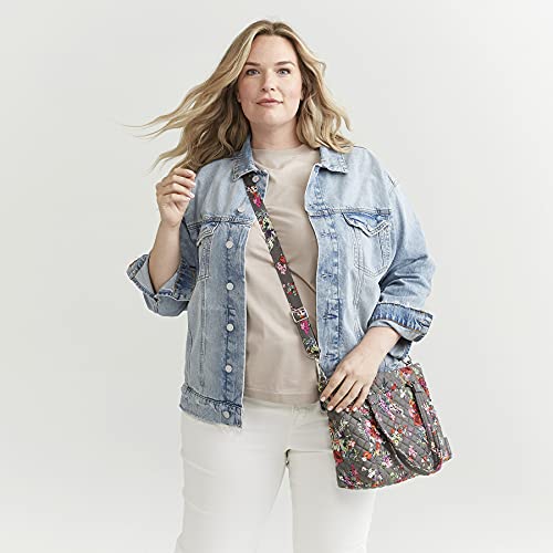 Vera Bradley Women's Cotton Multi-Strap Shoulder Satchel Purse, Bloom Boom Navy - Recycled Cotton, One Size