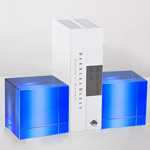 LONGWIN Crystal Bookends Decorative Heavy Duty Book End for Shelves Non Skid Bookends Book Stopper for Heavy Books - Teacher Appreciation Gifts Pack of 1 Pair
