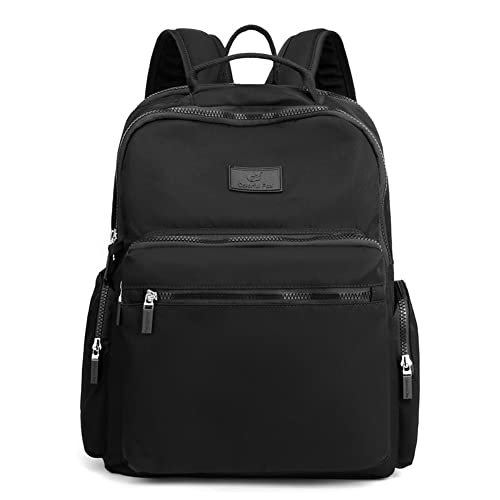 Backpack Purse for Women Casual Nylon Waterproof Backpack for Teen Girls Mutiple Pockets School Bag Travel Work Daypacks Black