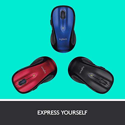 Logitech M510 Wireless Computer Mouse β Comfortable Shape with USB Unifying Receiver, with Back/Forward Buttons and Side-to-Side Scrolling, Blue