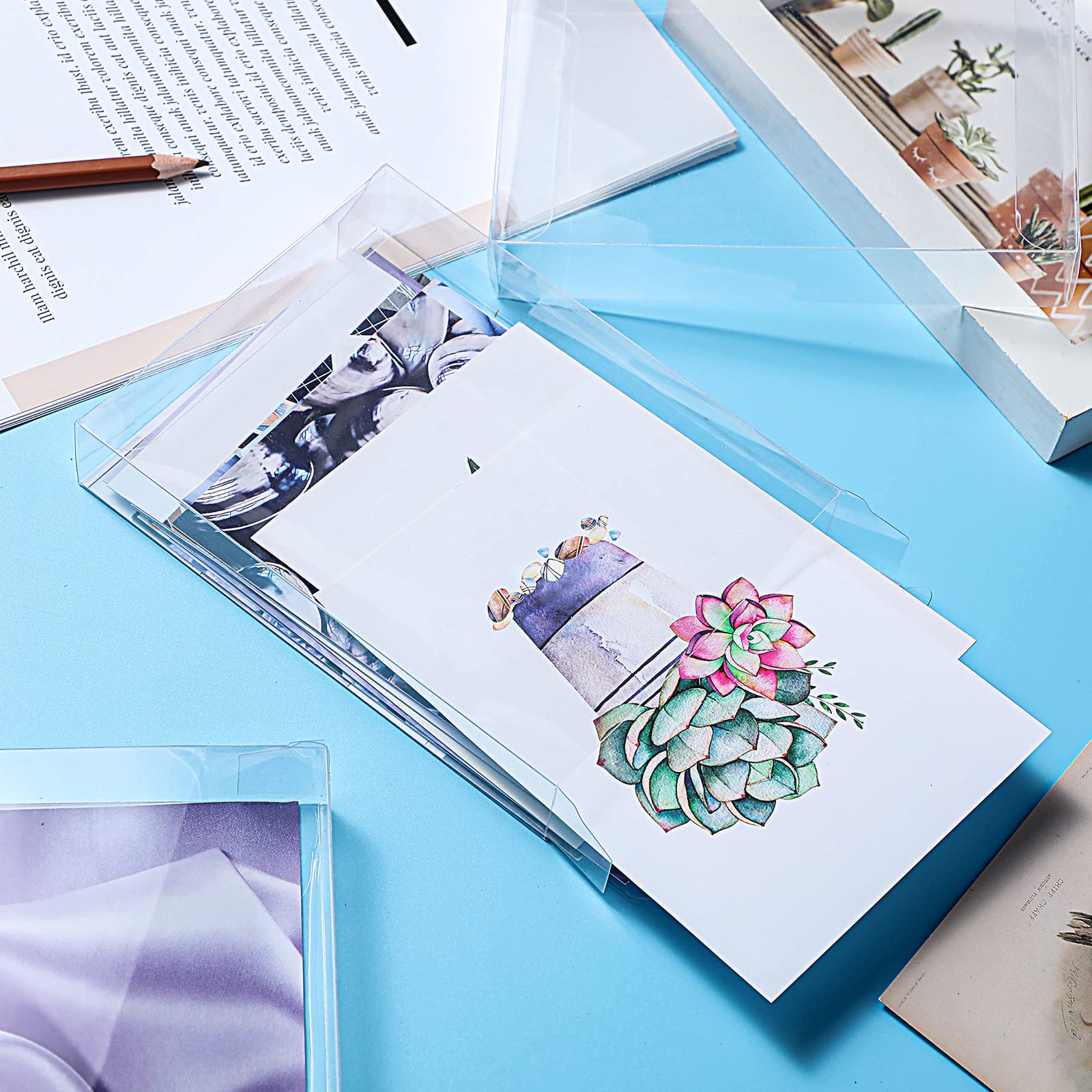 150 Pack Clear Box for Greeting Cards Bulk 4.5 x 1.0 x 5.9 Inch Rectangle Plastic Photo Storage Box Cases Fits A2 Size Cards Envelopes for Stationery Organizer Small Business Supplies Valentines Day