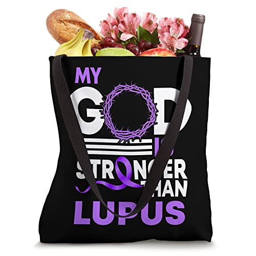 My God Is Stronger Than Lupus Awareness Ribbon Tote Bag