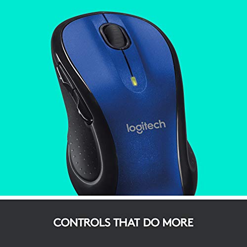 Logitech M510 Wireless Computer Mouse β Comfortable Shape with USB Unifying Receiver, with Back/Forward Buttons and Side-to-Side Scrolling, Blue