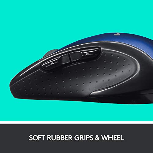 Logitech M510 Wireless Computer Mouse β Comfortable Shape with USB Unifying Receiver, with Back/Forward Buttons and Side-to-Side Scrolling, Blue