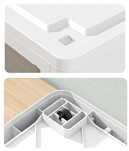 Radefasun Foldable Storage Bins with Lid and Clear Door and Weels Plastic Collapsible Storage Box Portable Stackable Grocery Toys Books Container Folding Storage Crate for Home or Car Trunk