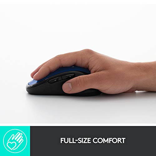 Logitech M510 Wireless Computer Mouse β Comfortable Shape with USB Unifying Receiver, with Back/Forward Buttons and Side-to-Side Scrolling, Blue