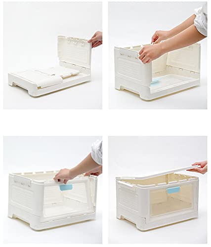 Radefasun Foldable Storage Bins with Lid and Clear Door and Weels Plastic Collapsible Storage Box Portable Stackable Grocery Toys Books Container Folding Storage Crate for Home or Car Trunk
