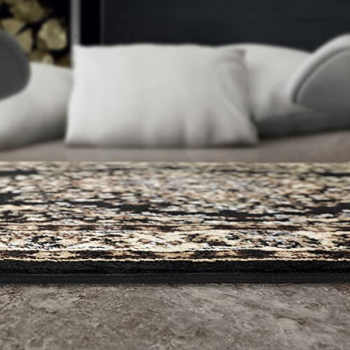 Antep Rugs Oriental 8x10 Traditional Medallion Indoor Area Rug Siesta (Black Beige, 7'10" x 10')