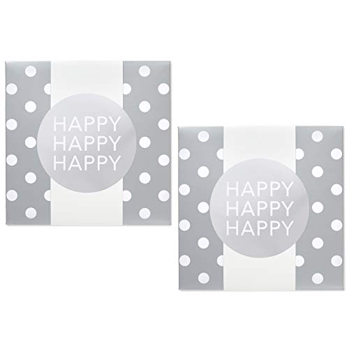 Hallmark 8" Medium Gift Box Set with Wrap Bands (Pack of 2: Silver and White, Happy) for Christmas, Hanukkah, Weddings, Valentine's Day, Birthdays