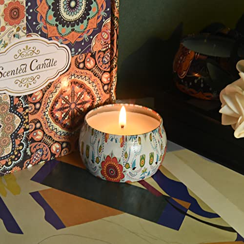 TEECOO Scented Candles Gift Set: 4 Pack Soy Wax Aromatherapy Candle 120H Burning Rose Lavender Vanilla Lemon Scent Candle Set for Home Scented Candle Gifts for Birthday Christmas Mother's Day Gift