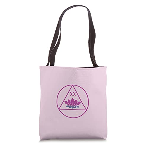 Lotus Circle Triangle Sobriety Symbol Twenty 20 Years Sober Tote Bag