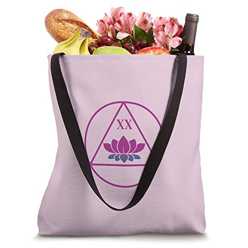 Lotus Circle Triangle Sobriety Symbol Twenty 20 Years Sober Tote Bag