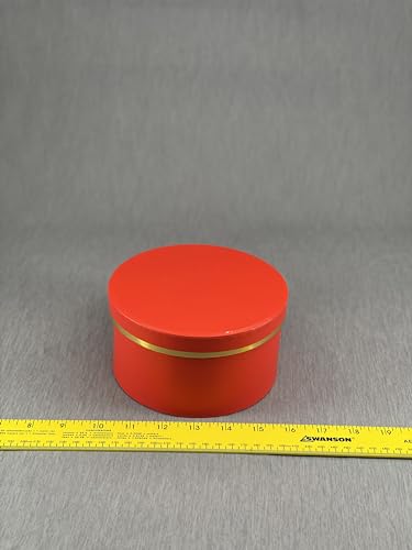 CalCastle Craft Red Round Gift Wrap Box with Gold Trim on Lid