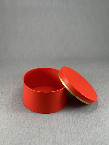 CalCastle Craft Red Round Gift Wrap Box with Gold Trim on Lid