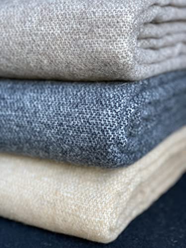 Eikei Wool Throw Blanket Double Sided Oversized Couch Throw Blanket Fringe Trim Soft Merino Woolen Afghan Minimalist Style Lightweight Machine Washable Solid Reversible (Camel, 55Wx78L)
