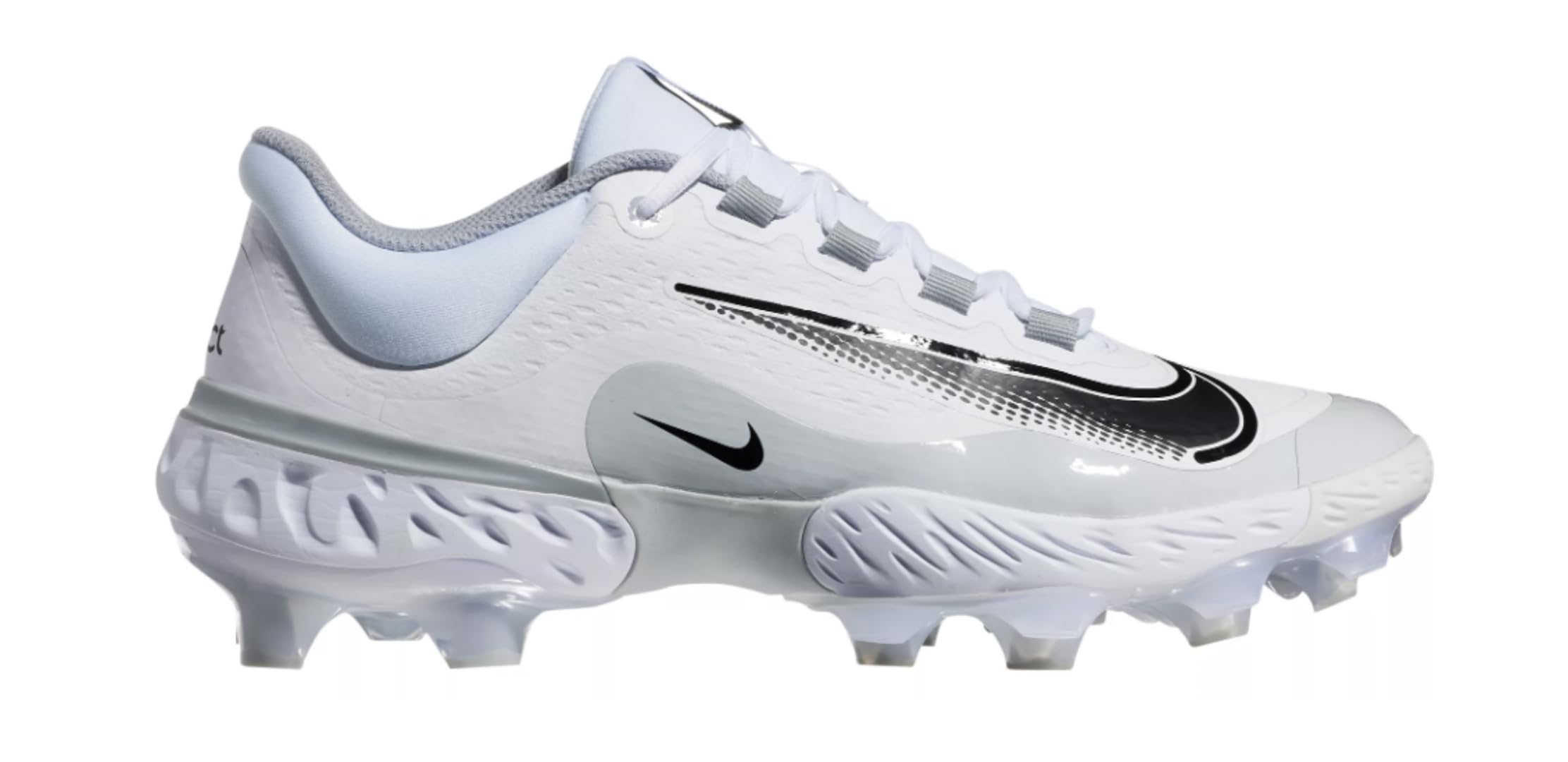 Nike Alpha Huarache Elite 4 Low MCS FD6255-100 White-Grey-Black Men's Baseball Cleats 11 US