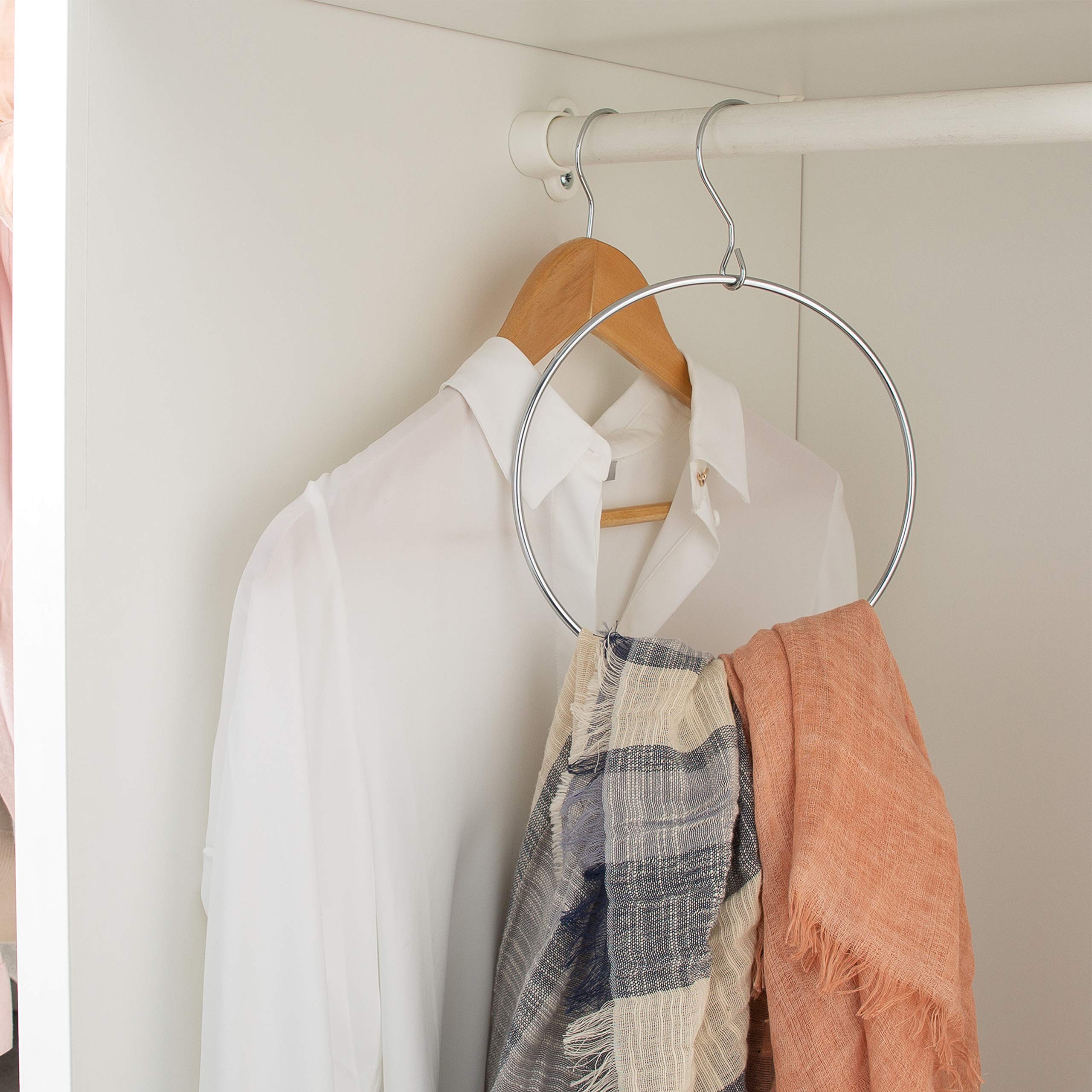Organize It All Belt/Scarf Ring Hanger, Closet Storage, Rubber Coated Opening, Free Spinning