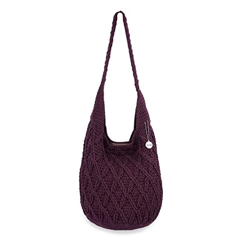 The Sak Back to Bali 120 Hobo in Crochet, Large Shoulder Purse with Single Strap, Cabernet