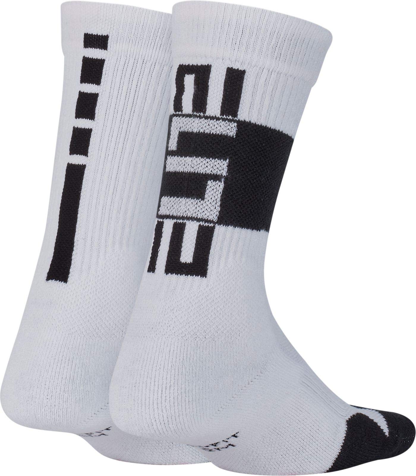 Nike Boy`s Elite Basketball Crew Socks 2 Pack (White(RN0289-001)/White, 4-5(Kids 7C-10C))