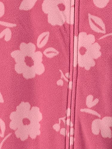 Simple Joys by Carter's Girls' 2-Pack Loose-fit Fleece Footed Pajamas, Mint Green Horses/Raspberry Red Floral, 8