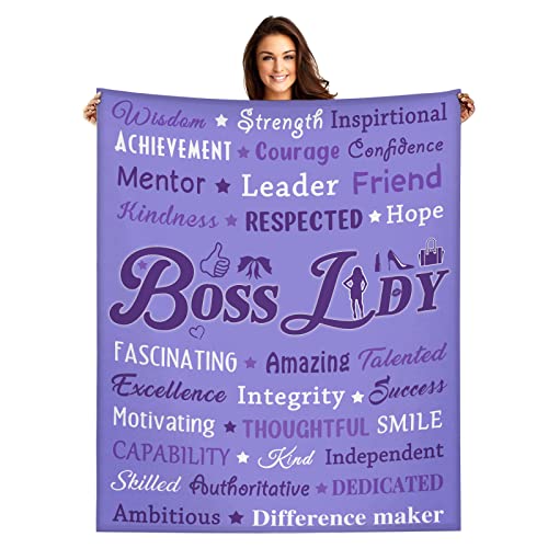 Pesine Boss Lady Gifts for Women Blanket Boss Day Gift Birthday Retirement 50X60in Flannel Throw Blanket