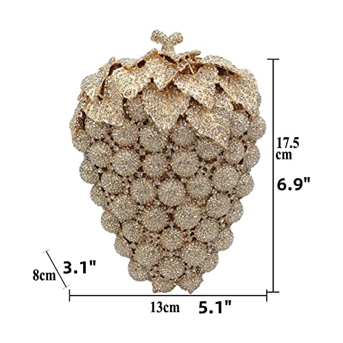Tngan Women Cute Grape Evening Clutch Sparkling Full Rhinestones Purse Banquet Prom Shoulder Bag, Lavender