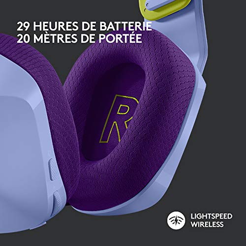 Logitech G733 Lightspeed Wireless Gaming Headset with Suspension Headband, LIGHTSYNC RGB, Blue VO!CE Mic Technology and PRO-G Audio Drivers, Lightweight, 29 Hour Battery Life, 20m Range - Lilac