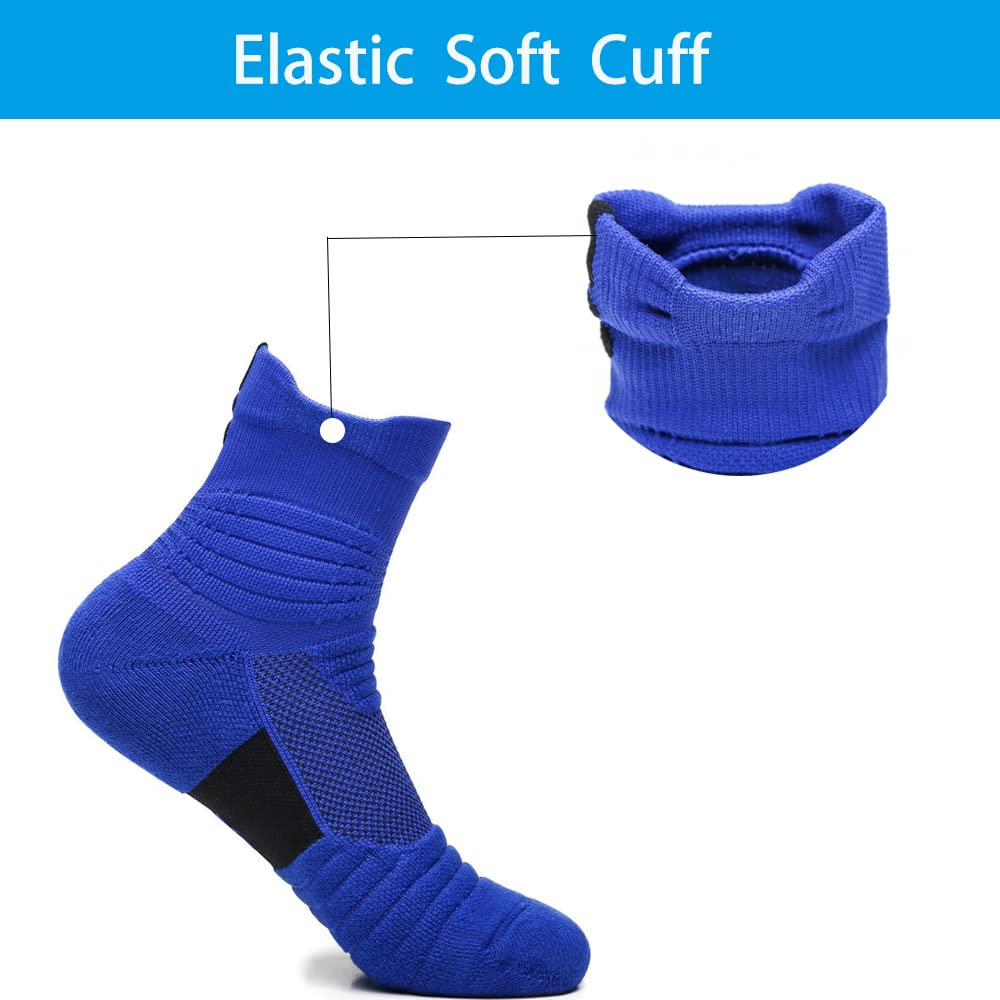 Yoknatt White Performance Ankle Athletic Socks Elite Youth Basketball Socks for Mens Womens Boys Crew Socks Cushioned Sports Running Cycling Compression Socks 4 Pack