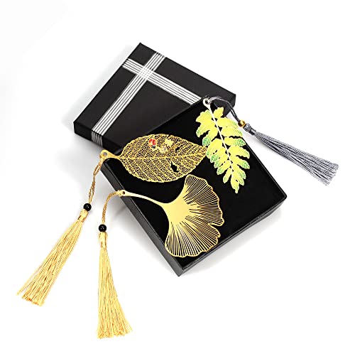 Tueascallk Metal Leaf Tassel Bookmarks - As The Best Gift