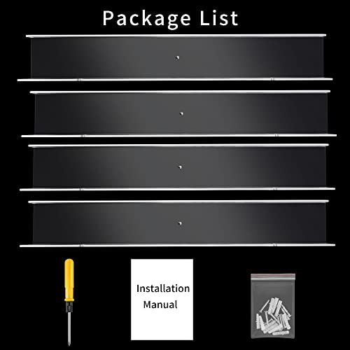 Febwind 4 Pack 24-Inch Long Clear Acrylic Floating Shelves Wall Ledge Invisible Wall Mounted Floating Bookshelf U Shape Wall Shelf for Book Display Makeup Product Spice Organizer