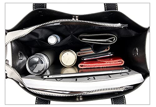 Shoulder Bag for Women Zebra Print Cows Deer Pattern PU Tote Purse Satchel Handbag Matching Clutch (Zebra print),Black and White