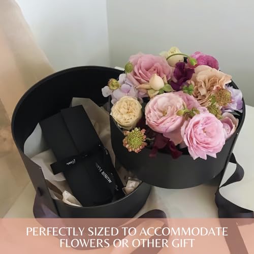 BBJ WRAPS Flower Box with Lid for Arrangements, Double Layers Rotating Drawer Luxury Round Flower Bouquet Gift Boxes Packaging, 1 Set, 7.5"(D) x 6.5"(H) (Pink)