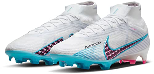 Nike Zoom Superfly 9 Elite FG Mens Football Boots DJ4977 Soccer Cleats (UK 8 US 9 EU 42.5, White Baltic Blue Pink Blast 146)