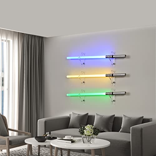 BYTOTU Wall mounted lightsaber rack - black plexiglass - very suitable for displaying magic sword - knife - samurai sword - saber - stick, acrylic display (excluding lightsaber) (black-transparent)