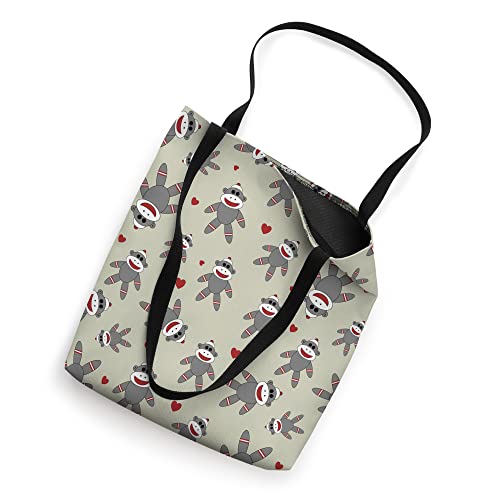 Sock Monkey Studio Cute Sock Monkey Pattern On Tan Tote Bag