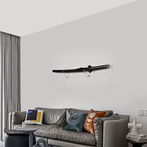 BYTOTU Wall mounted lightsaber rack - black plexiglass - very suitable for displaying magic sword - knife - samurai sword - saber - stick, acrylic display (excluding lightsaber) (black-transparent)