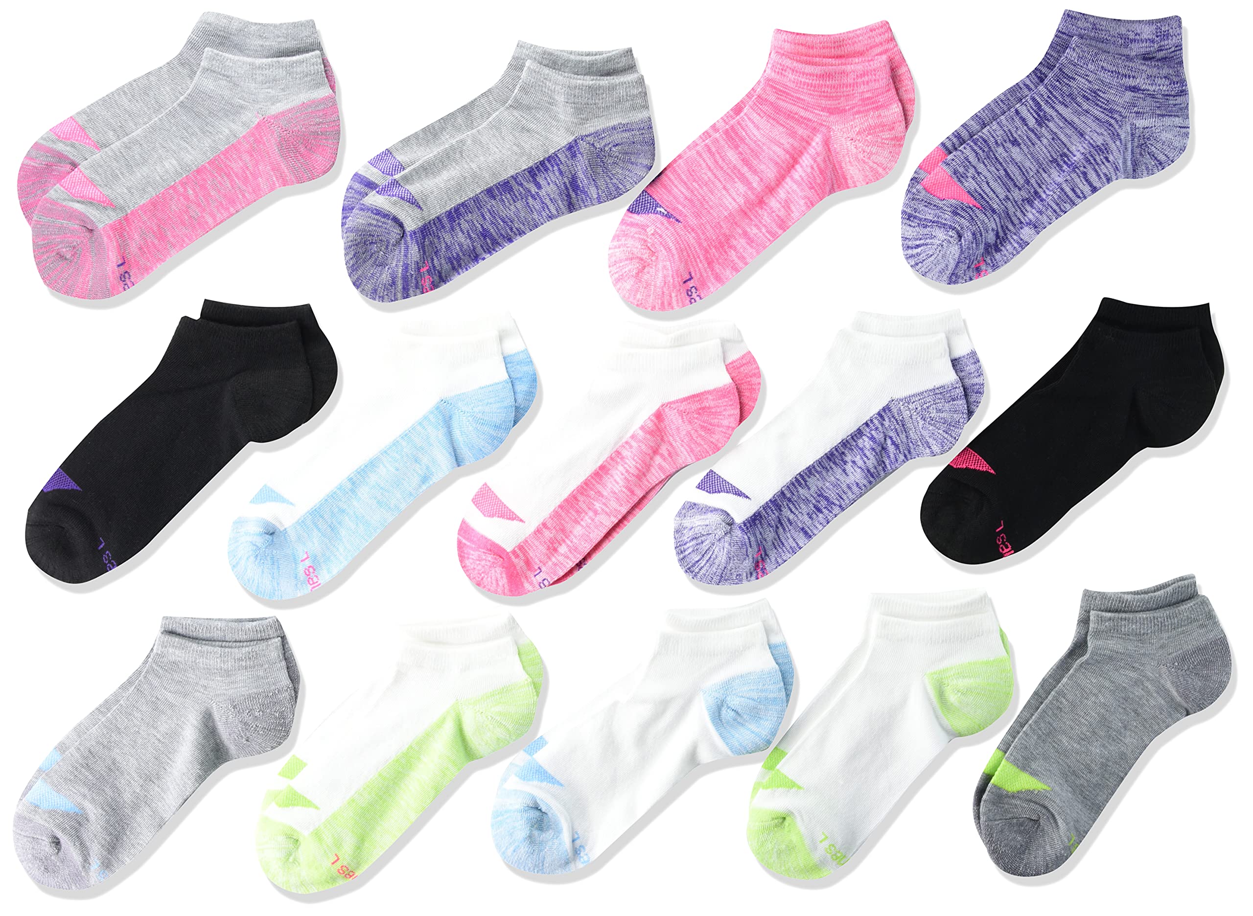 Hanes Ultimate girls Cool Comfort No Show, 14-pack fashion liner socks, Assorted, Medium US