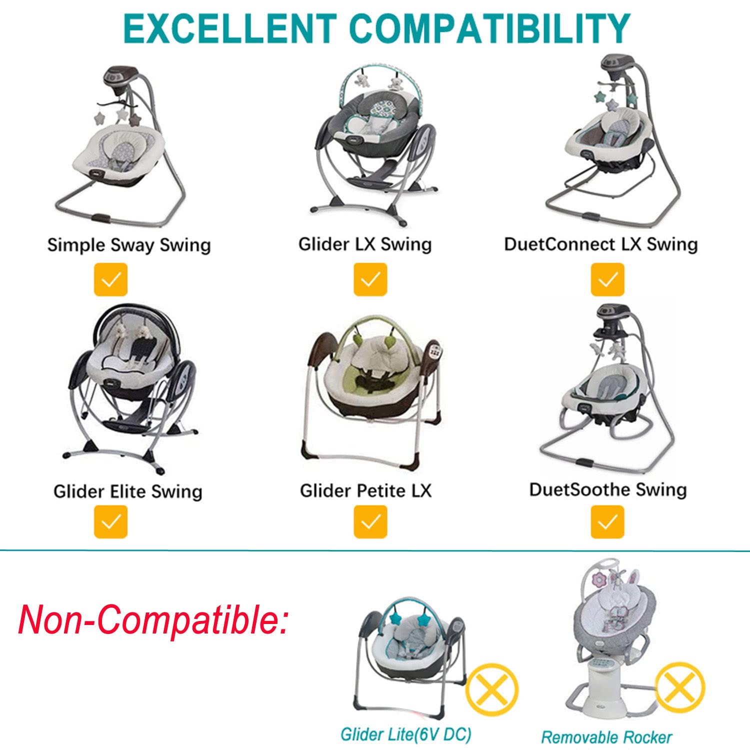 5V Swing Replacement Power Cord for Graco Simple Sway, Glider LX Elite Premier Petite LX, DuetConnect LX, DuetSoothe, DuoGlider, Duet Sweetpeace,Sweet Snuggle Baby Swing Charger