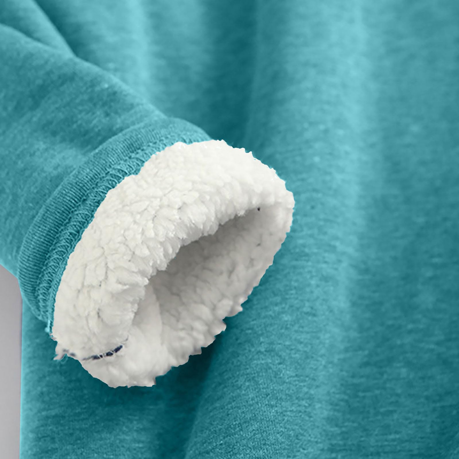 warehouse Women 2023 Fleece Lined Shirts Casual Long Sleeve Sherpa Warm Tops Round Neck Plus Size Solid Comfort Underwear Light Blue L