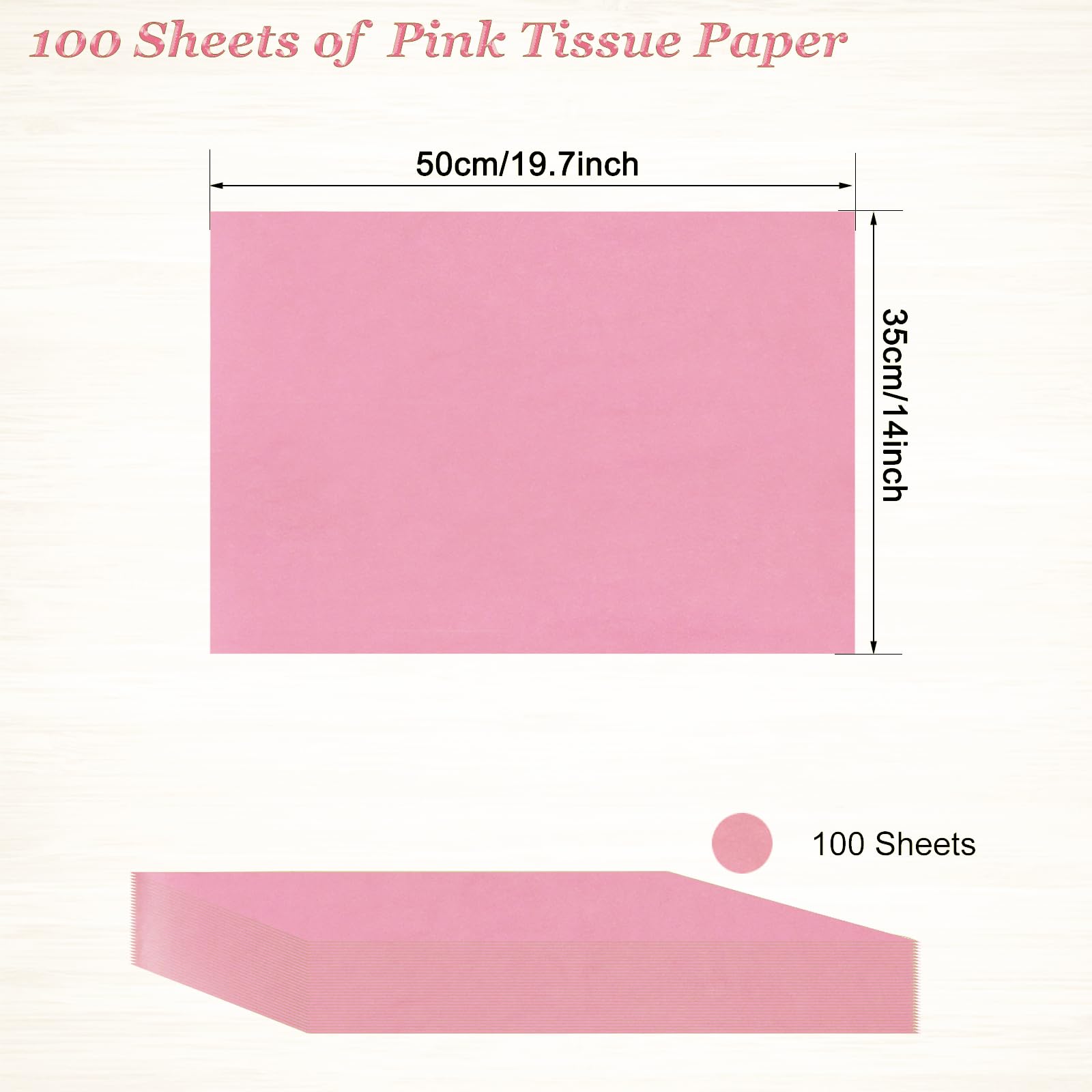 Artdly 100 Sheets Pink Tissue Paper 14 x 20 Inches Recyclable Pink Wrapping Paper Bulk for Weddings Birthday DIY Project Christmas Gift wrapping Crafts Decor