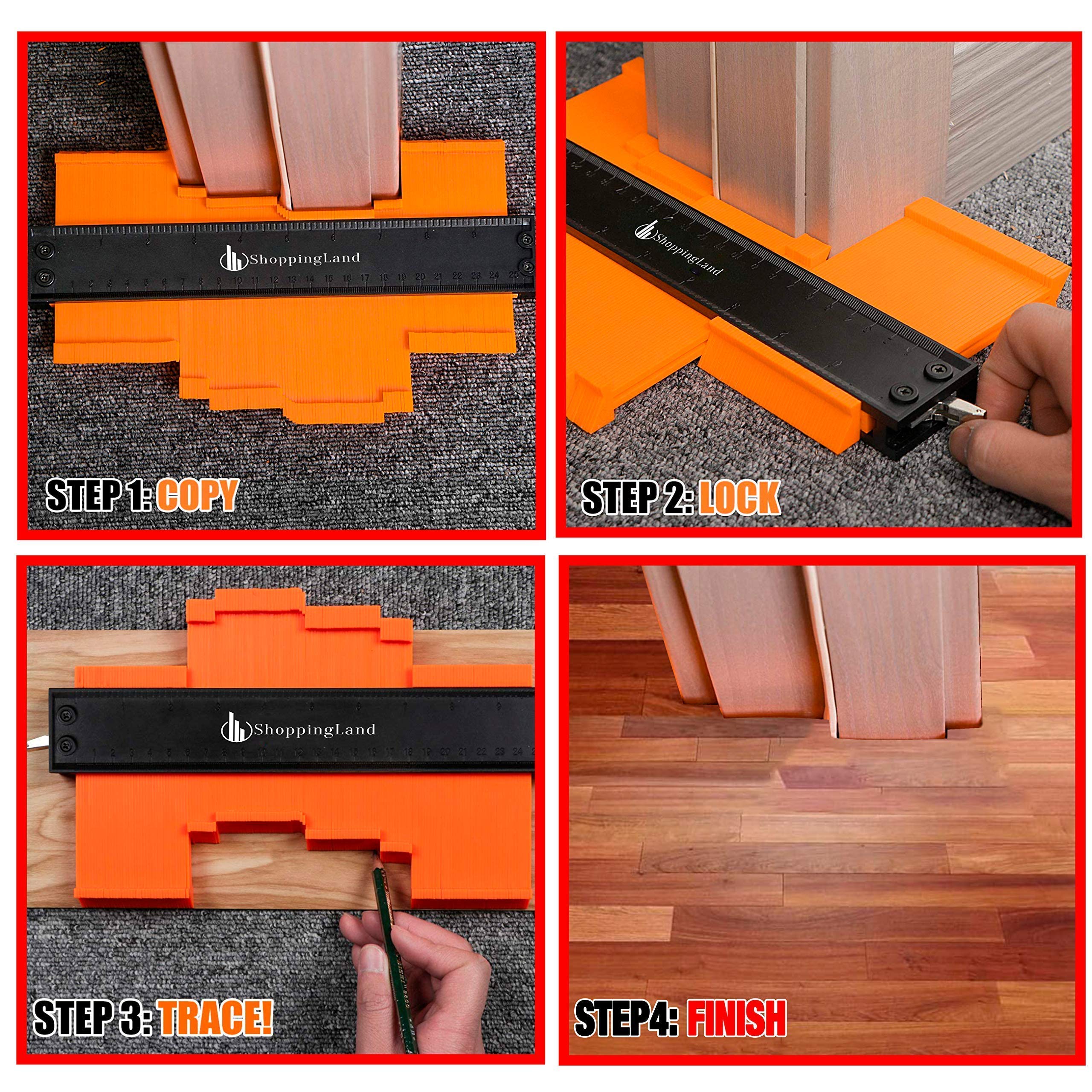The Super Gauge Shape and Outline Tool For Flooring- Contour Gauge 10"& 5" Adjustable Widen Set- Shape Duplicator Profile Gauge with Lock- Woodworking Templates, Construction Tool (Allen Wrench Style)