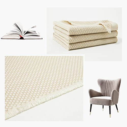 ZonLi Soft Throw Blanket for Couch, 50"x60" Weave Blanket with Tassels & Diamond Pattern,Soft Lightweight Shawl Blanket Decoration Blanket for Living Room, Sofa, Bed