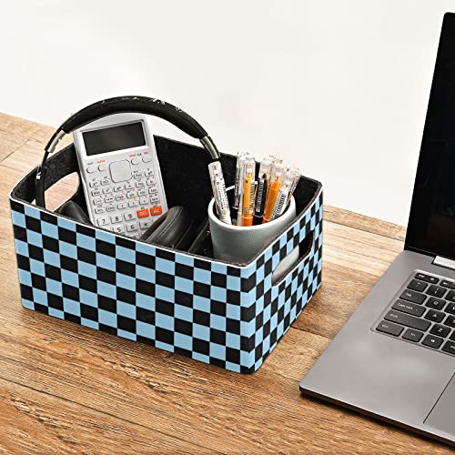 Kcldeci Blue and Black Checkerboard Checkered Gingham Plaid Tartan Pattern Storage Baskets for Shelves Storage Bins Storage Boxes Decorative for Living Room Office Bedroom Clothes Toys 2-Pack