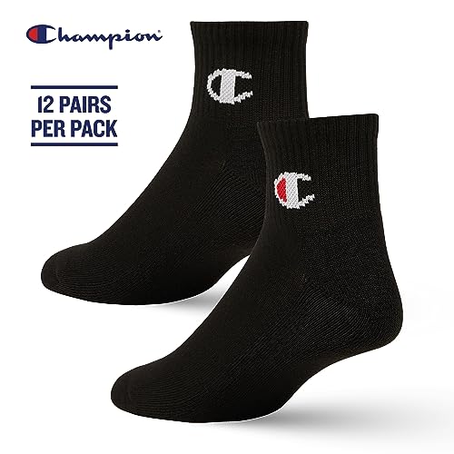 Champion Boys Socks and Girls Socks 12 Pair Crew Low Cut No Show Ankle Quarter Socks for Girls