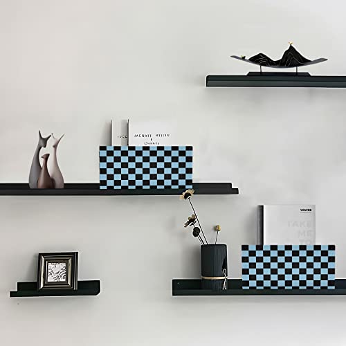 Kcldeci Blue and Black Checkerboard Checkered Gingham Plaid Tartan Pattern Storage Baskets for Shelves Storage Bins Storage Boxes Decorative for Living Room Office Bedroom Clothes Toys 2-Pack